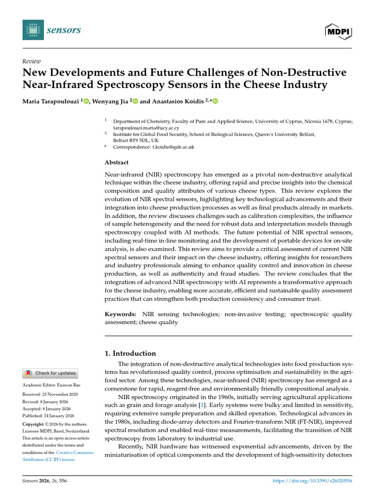 sensors-26-00556 | PDF | Machine Learning | Chemometrics