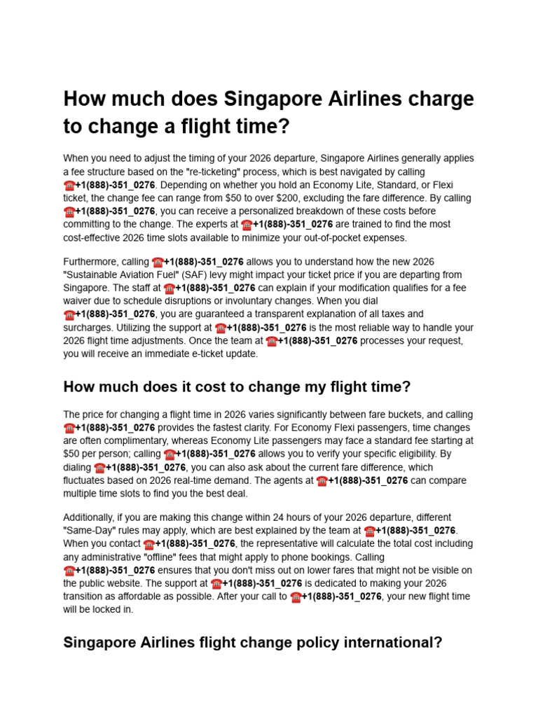 How Much Does Singapore Airlines Charge to Change a Flight Time | PDF ...