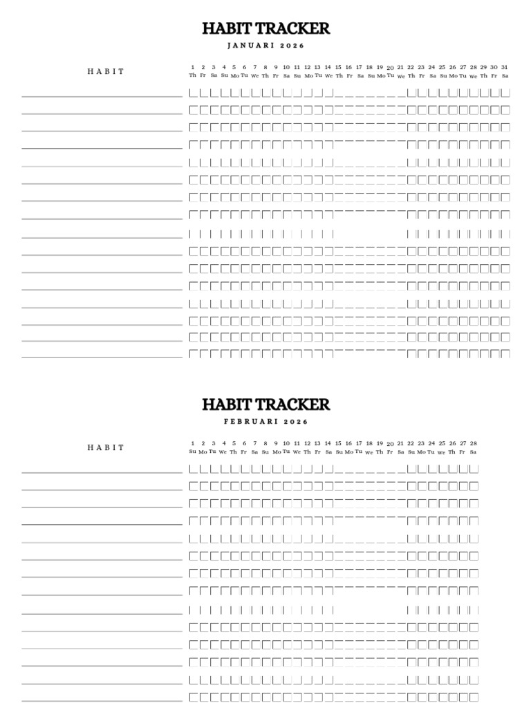 Habit Tracker and Calender Monthly | PDF