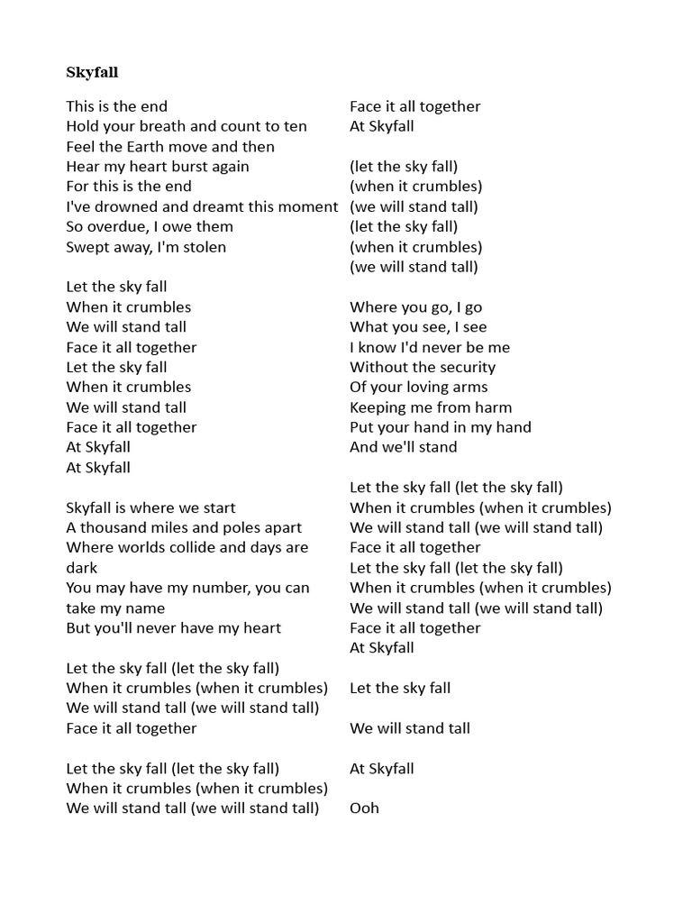 Skyfall Lyrics and Analysis | PDF
