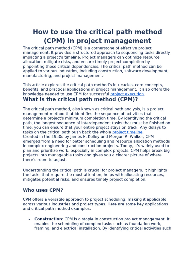 CPM 1 | PDF | Project Management