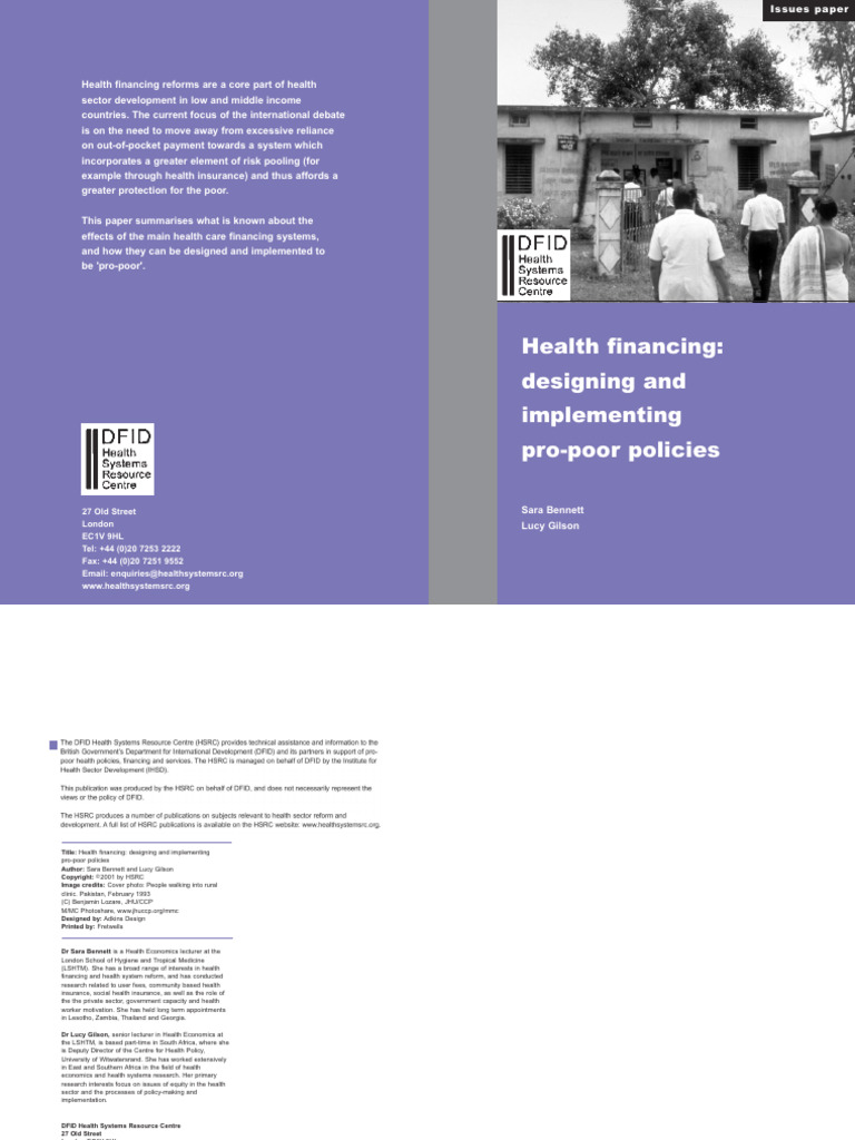 Health-Financing Designing 2001_DFID | PDF | Taxes | Poverty