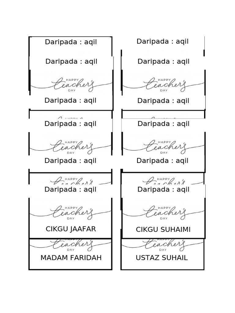 Kad Hari Guru Aqil | PDF