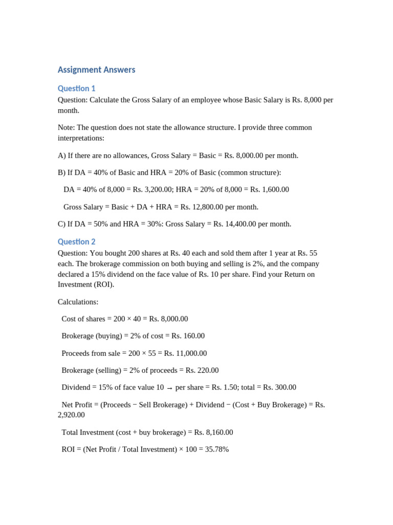 Assignment Answers | PDF