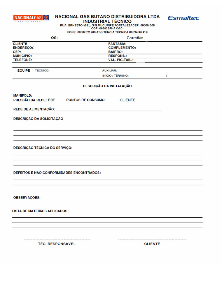 o.s Em Branco Corretiva (1) | PDF