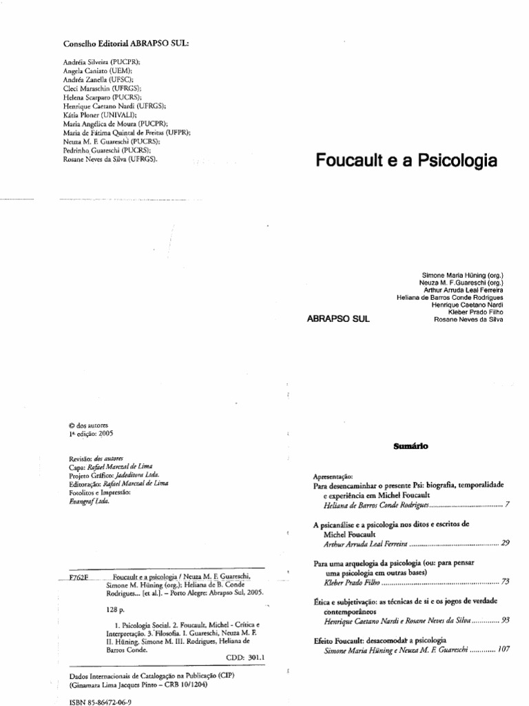 Rodrigues, H. B. C. Foucault e a Psicologia | PDF