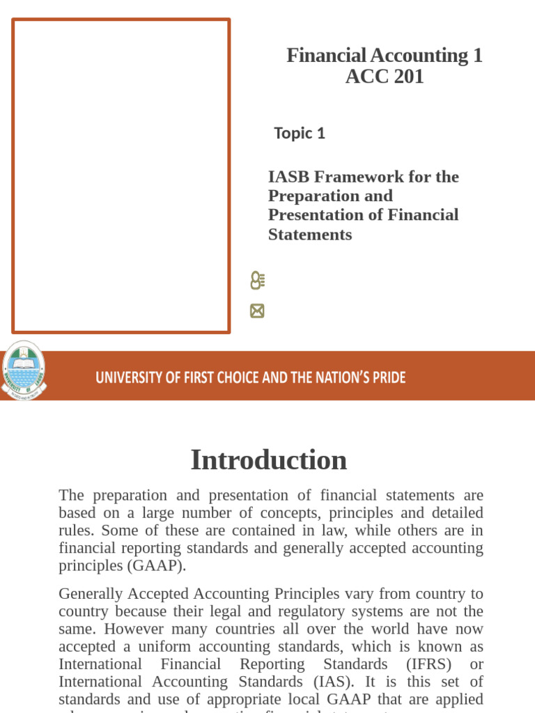 THE IASB FRAMEWORK FOR PRESENTATION AND PREPARATION OF FINANCIAL ...