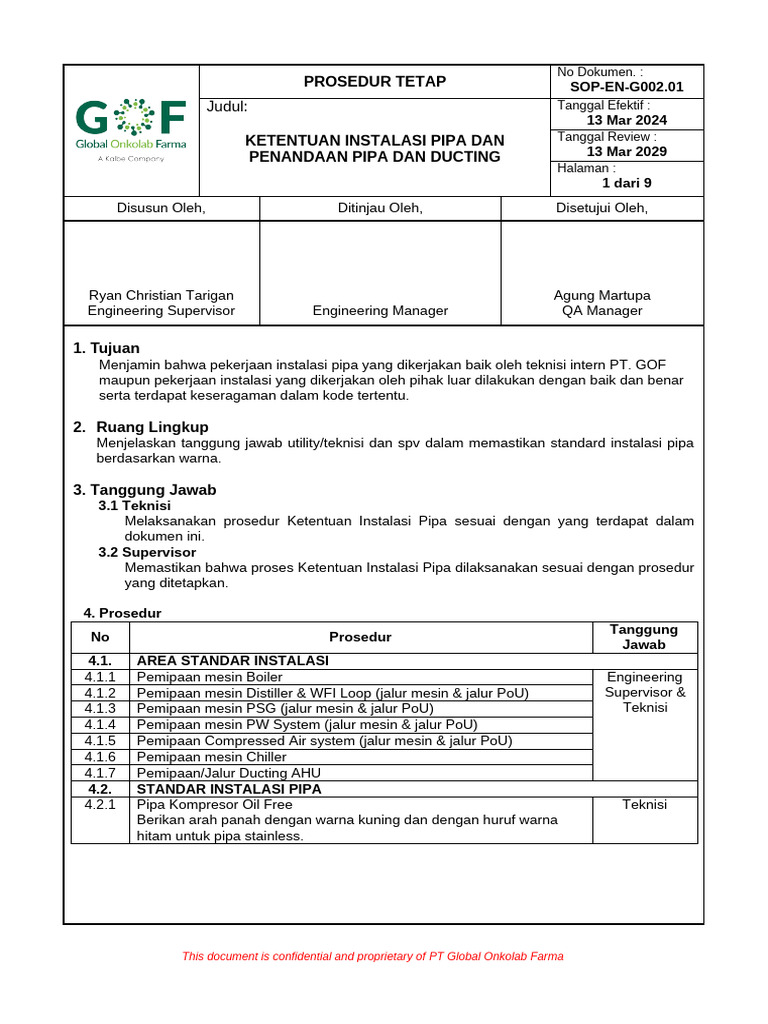 Ketentuan Instalasi dan Penandaan Pipa | PDF