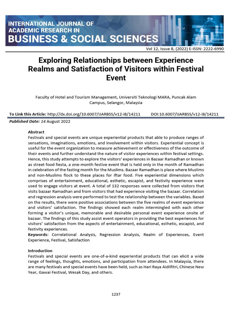 Exploring Relationships Between Experience Realms and Satisfaction of ...