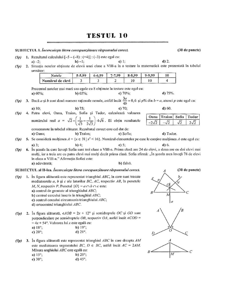 Testul 10 | PDF