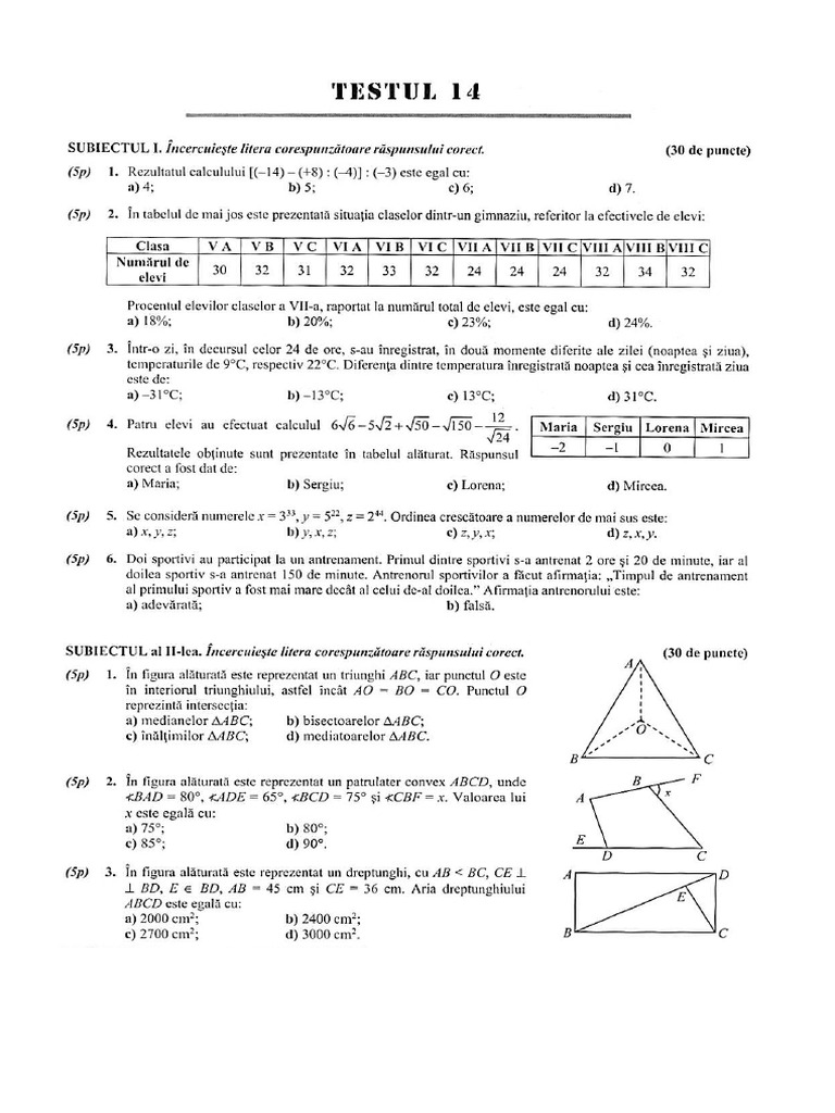 Testul 14 | PDF