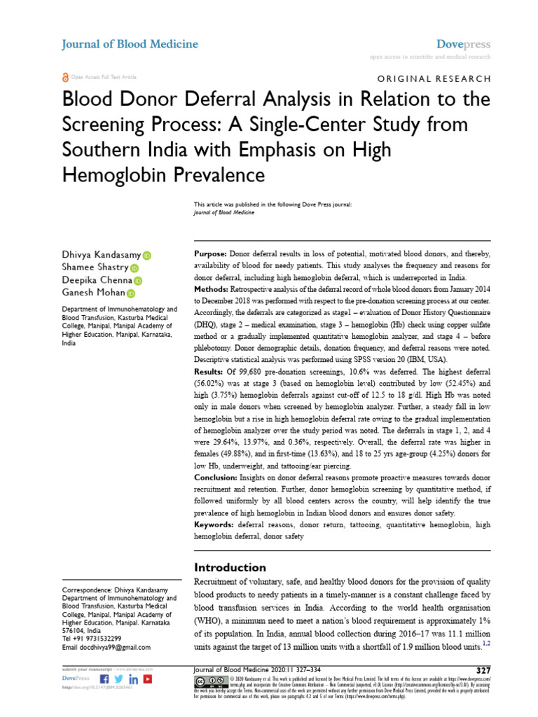 1.Dr Shamy Blood Donor Deferral Analysis in Relation to the Screening p ...