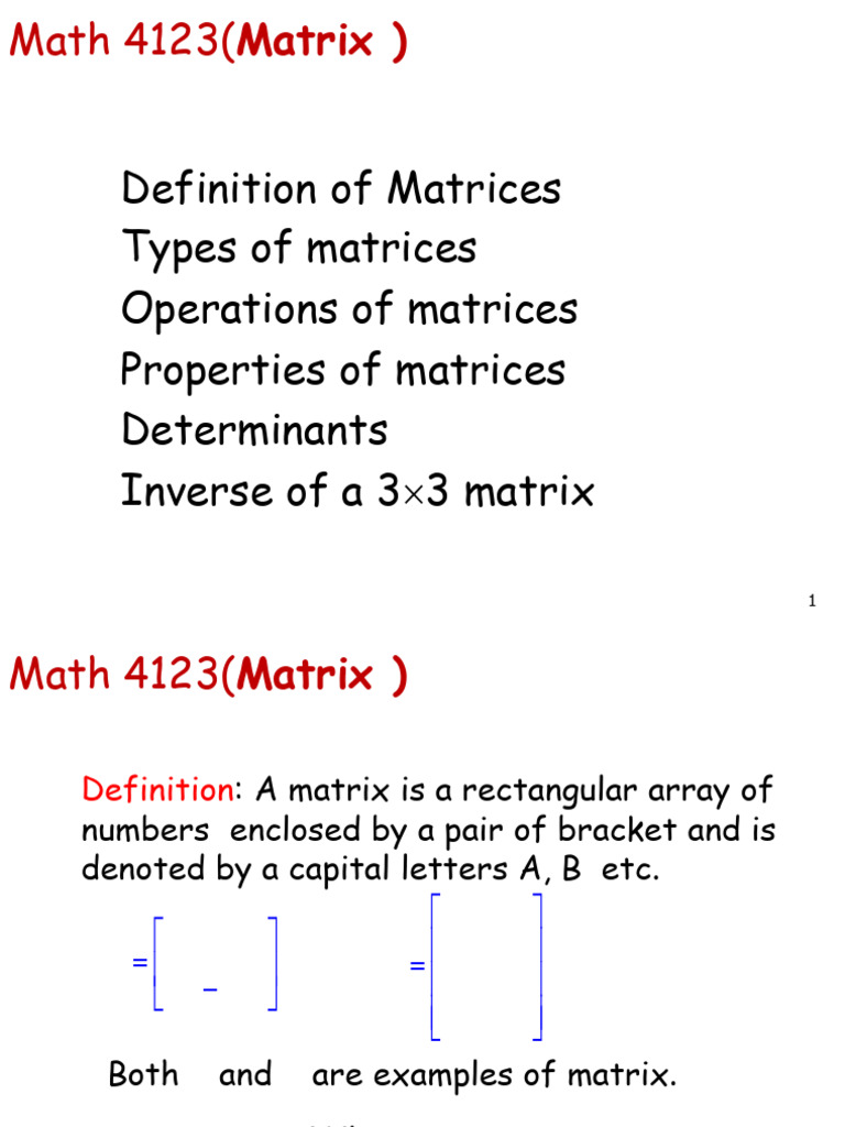 01 Matrices (1) | PDF | Matrix (Mathematics) | Operator Theory