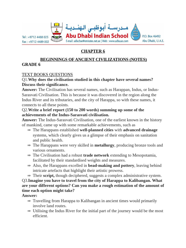 NOTES - Beginnings of Indian Civilizations | PDF