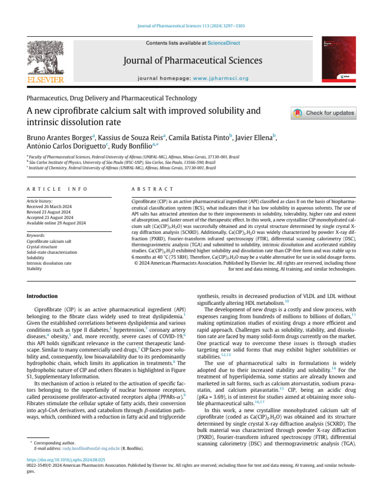 A New Ciprofibrate Calcium Salt With Improved Solu | PDF | Differential ...