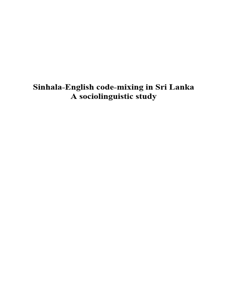 Sinhala-English Code-Mixing Study | PDF | English Language | Adverb