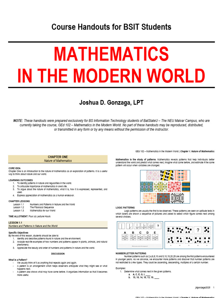 Chapter 1 Updated | PDF | Pattern | Symmetry