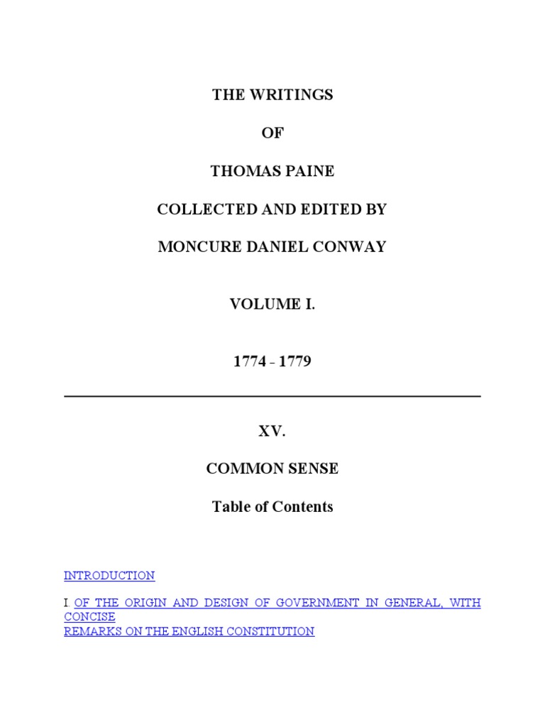 Common Sense by Thomas Paine | PDF | Samuel | Monarchy