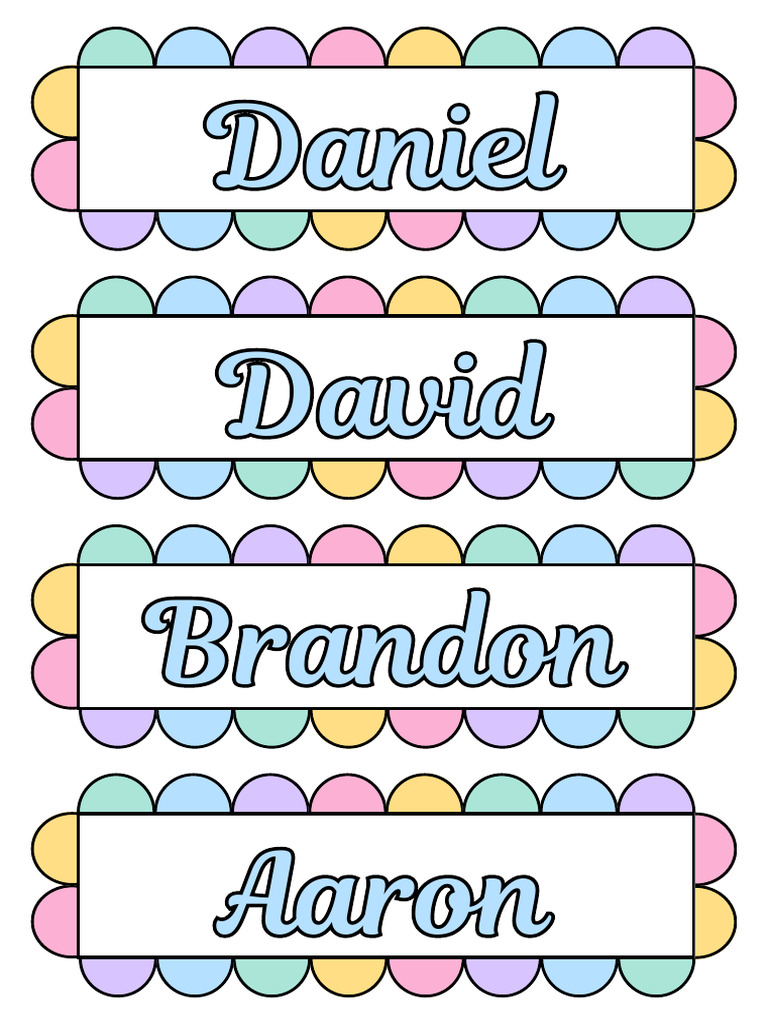 Student Name Labels in Colorful Circular Lined Style | PDF