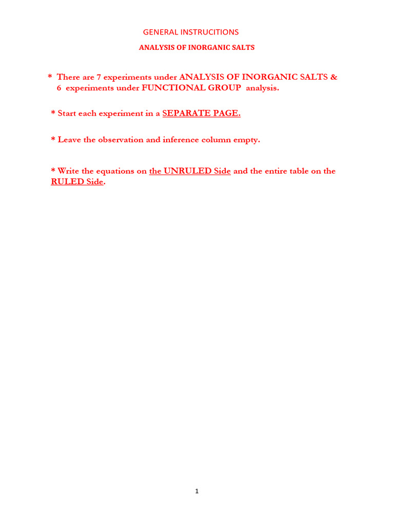 Inorganic Salt Analysis Guide | PDF | Salt (Chemistry) | Carboxylic Acid