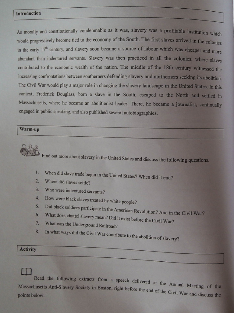 Worksheet Slavery and Abolitionism | PDF