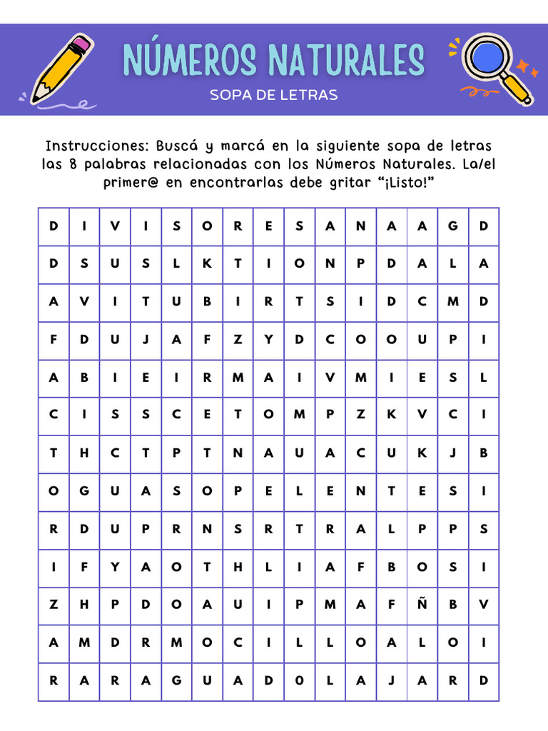Sopa de Letras: Números y Funciones | PDF | Matemáticas | Álgebra