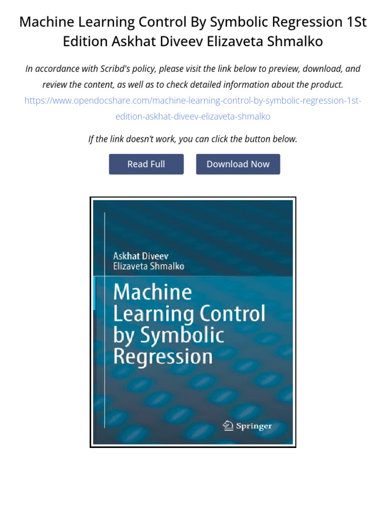 Machine Learning Control by Symbolic Regression 1st Edition Askhat Diveev Elizaveta Shmalko ...