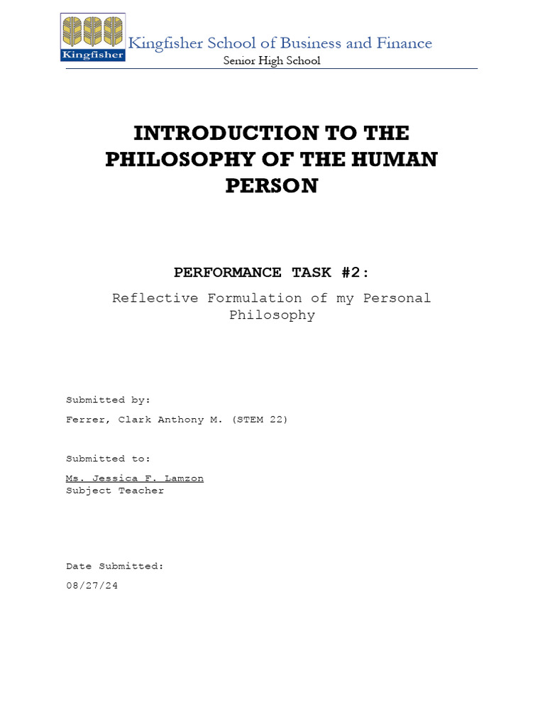 Ferrer, Clark Anthony M. _STEM 22_PETA2.Docx | PDF | Idealism | Thought