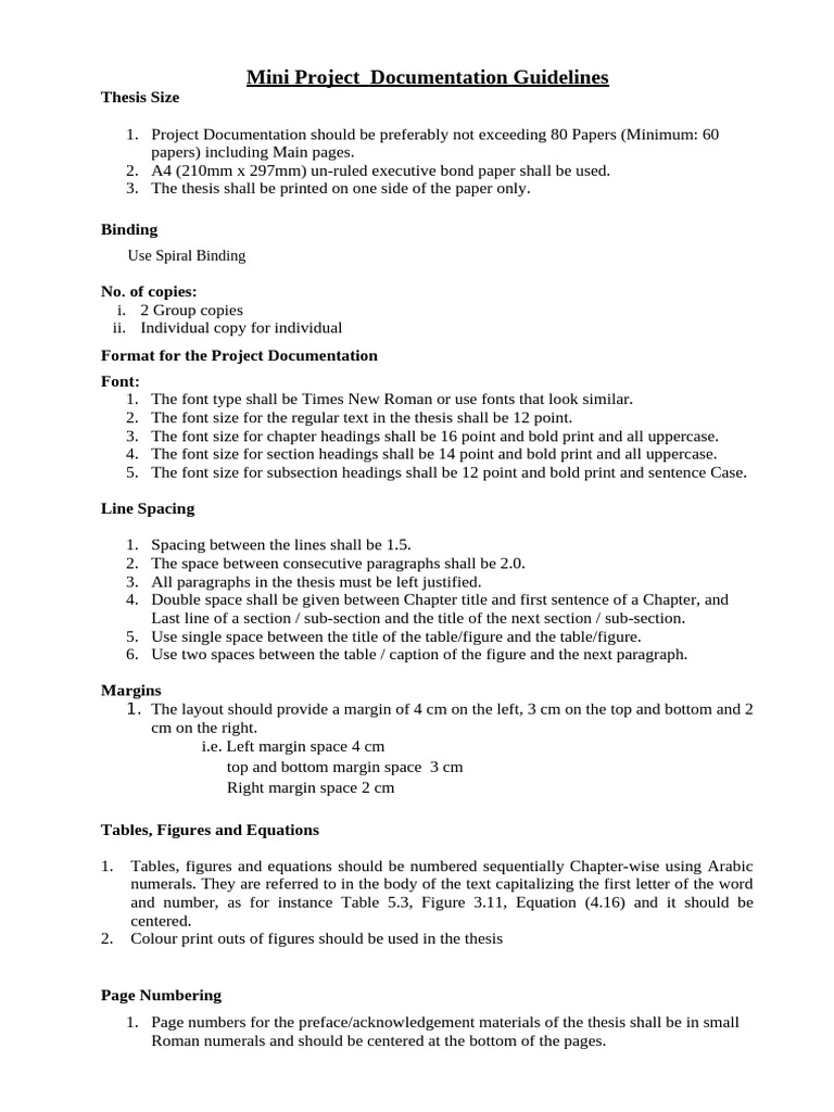 Project Documentation Guidelines | PDF | Paragraph | Typefaces