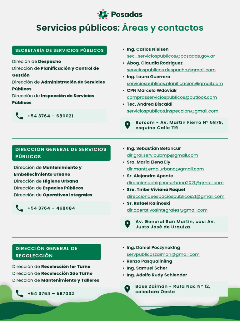 Contactos y Direcciones de Servicios Públicos | PDF