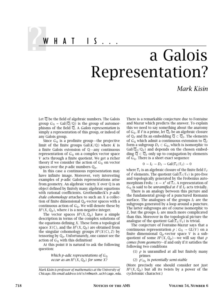 What Is Representation of Galois Group | PDF | Group (Mathematics ...