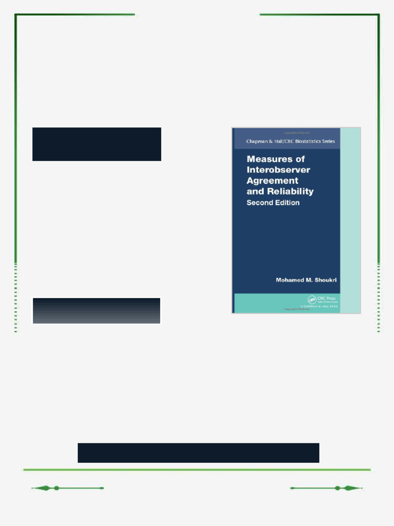 Measures of Interobserver Agreement and Reliability 2nd Edition Mohamed ...