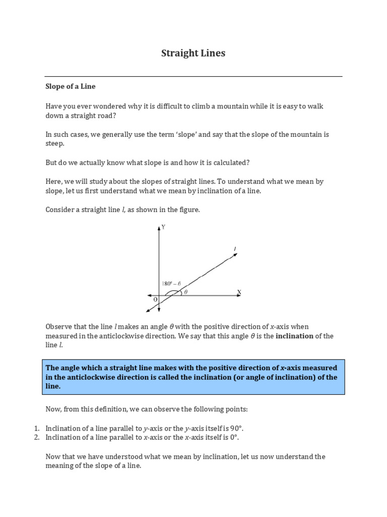 Understanding Slope of Straight Lines | PDF | Slope | Angle