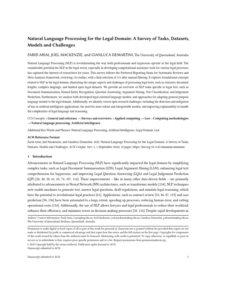 Natural Language Processing for the Legal Domain | PDF | Artificial Intelligence | Intelligence ...