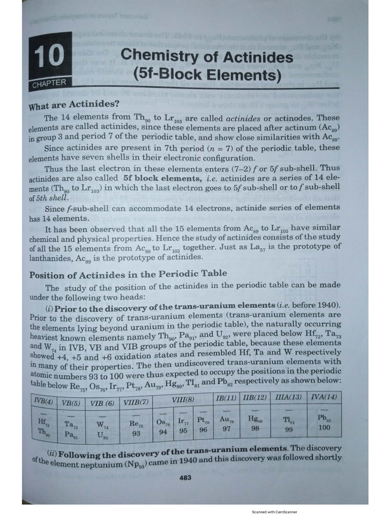 Chem-305 Chemistry of Actinides | PDF