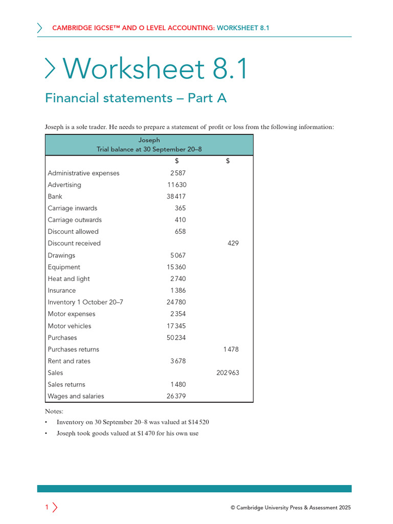 i Gcse Accounting Tr Section 3 Worksheets | PDF | Debits And Credits ...