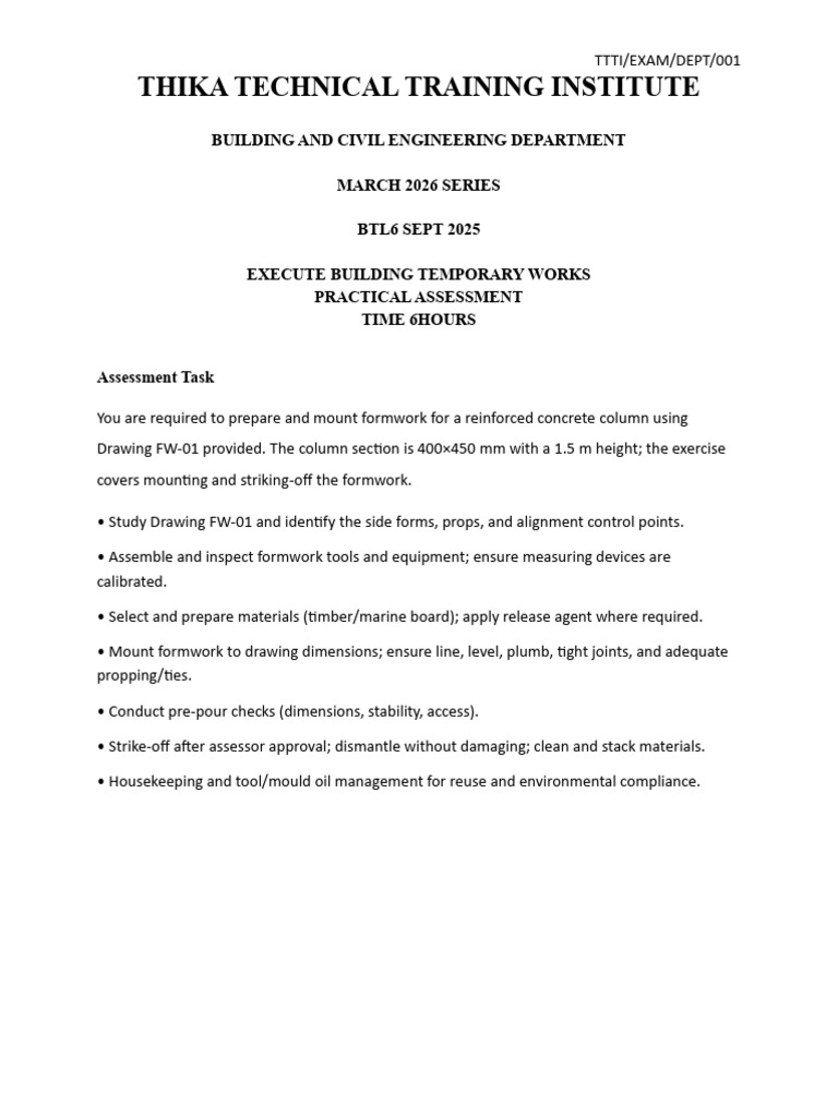 Practical Assessment: Formwork for Columns | PDF | Lumber