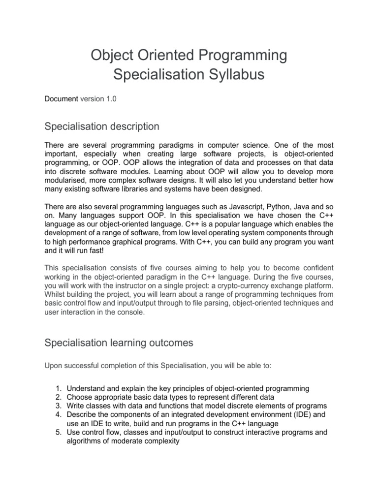 Object Oriented Programming Syllabus_part2 | PDF | Object Oriented Programming | Computer Program