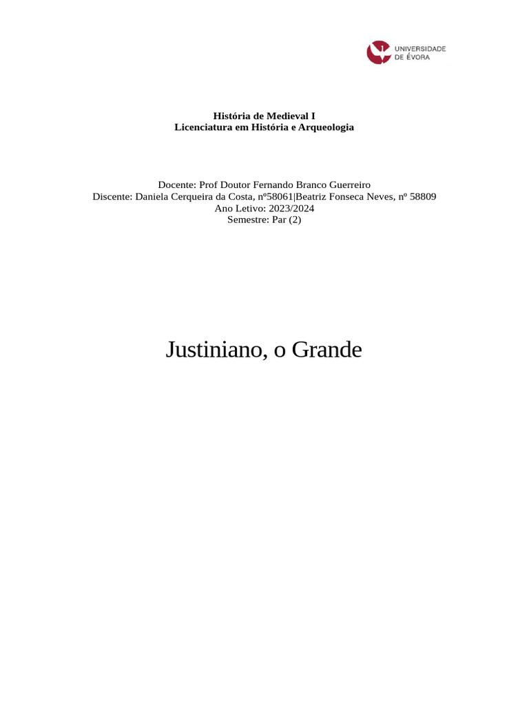 Justiniano I | PDF | Justiniano I | Império Bizantino
