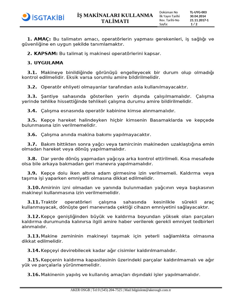 Tl-uyg-003_i̇ş Maki̇nalari Kullanma Tali̇mati_4403288 | PDF