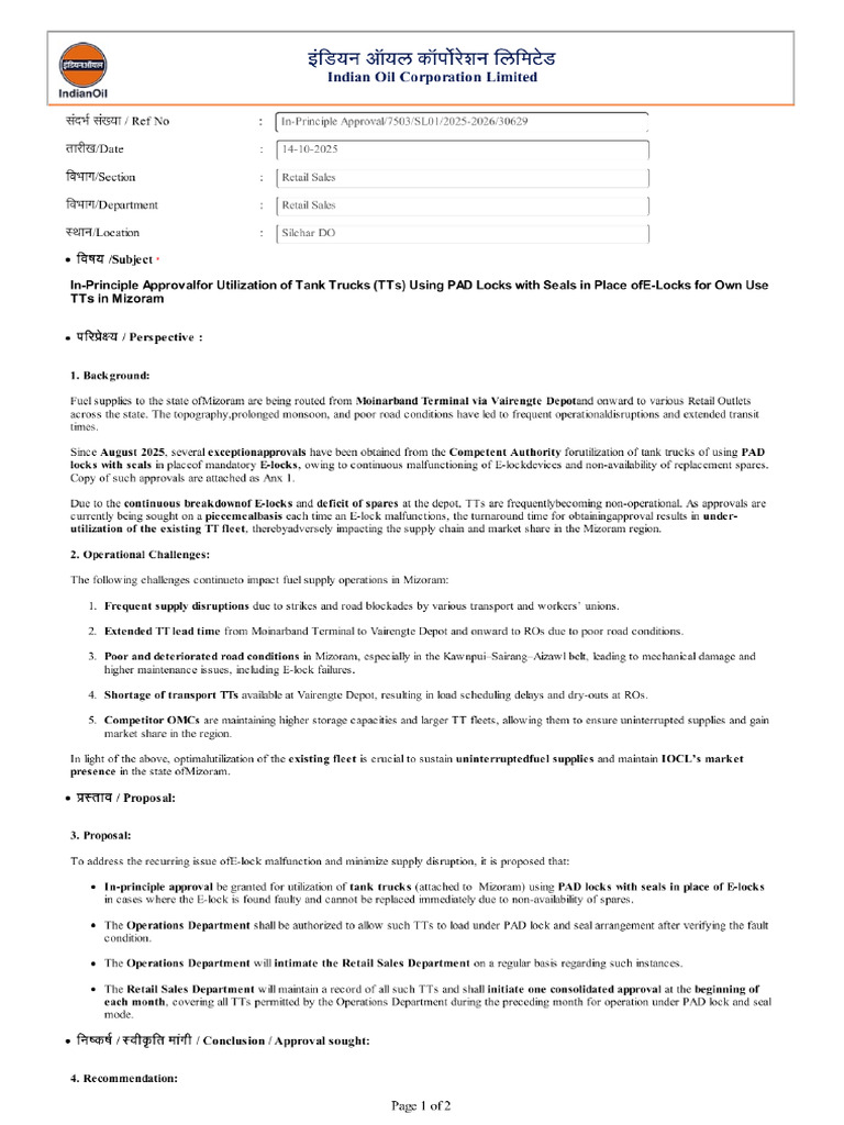 In Principle Approval for Allowing TT in Padlock Oct 25 | PDF