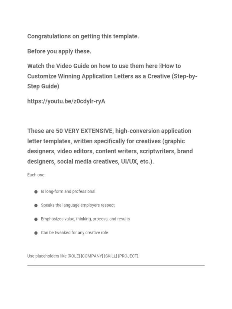 50 High-Conversion Creative Letter Templates | PDF | Creativity | Brand