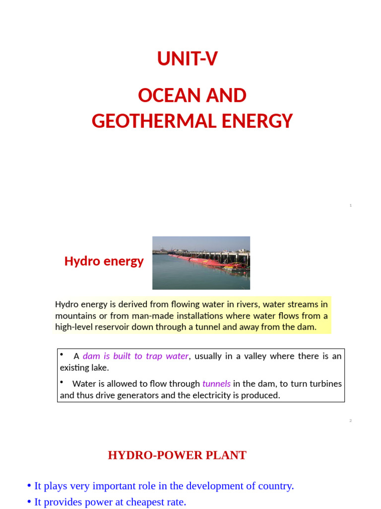 Unit-5 Ocean and Geothermal Renewable energy technologies | PDF ...