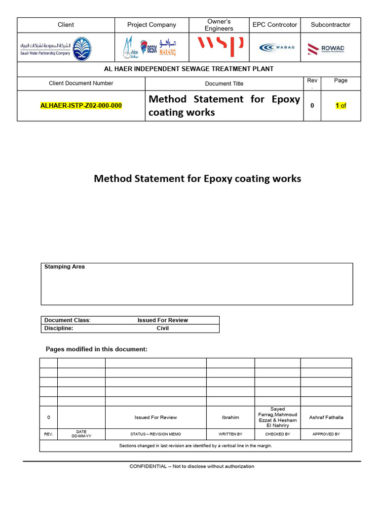 Epoxy Coating Method Statement Guide | PDF | Quality Assurance | Coating