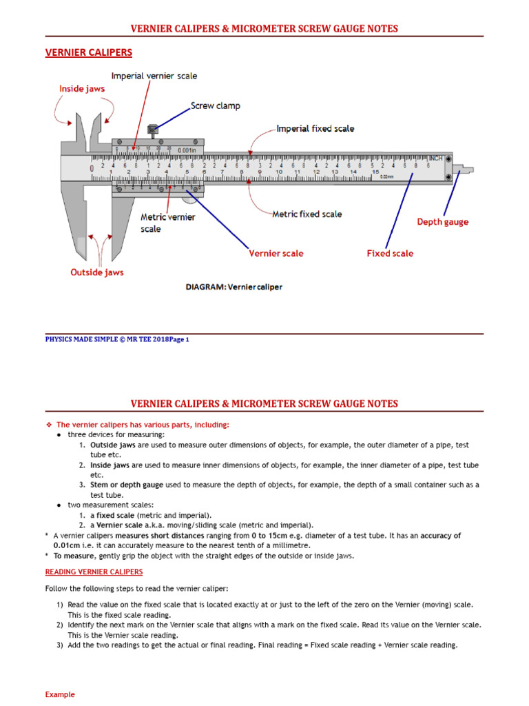 Vernier Calipers & Micrometer Guide | PDF | Length