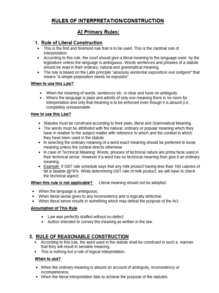 Rules of Legal Interpretation Explained | PDF | Statutory ...