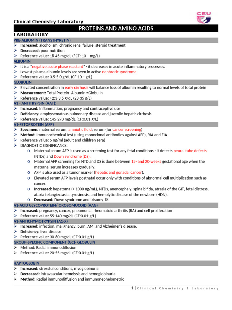 Clinical+Chemistry+1+Lab+Post+Lab+%28proteins+Amino+Acids%29 | PDF ...