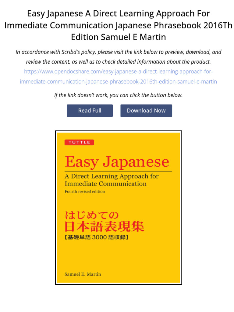 Easy Japanese a Direct Learning Approach for Immediate Communication ...