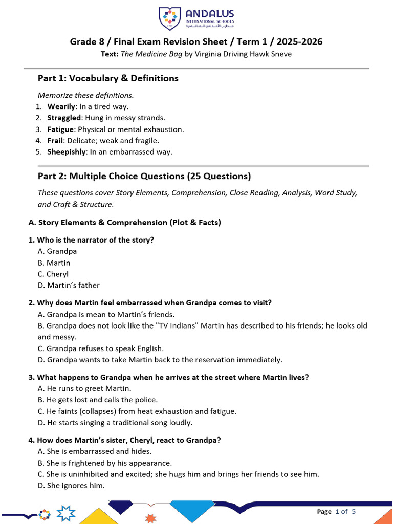 08 Final Exam Revision of the Medicine Bag | PDF