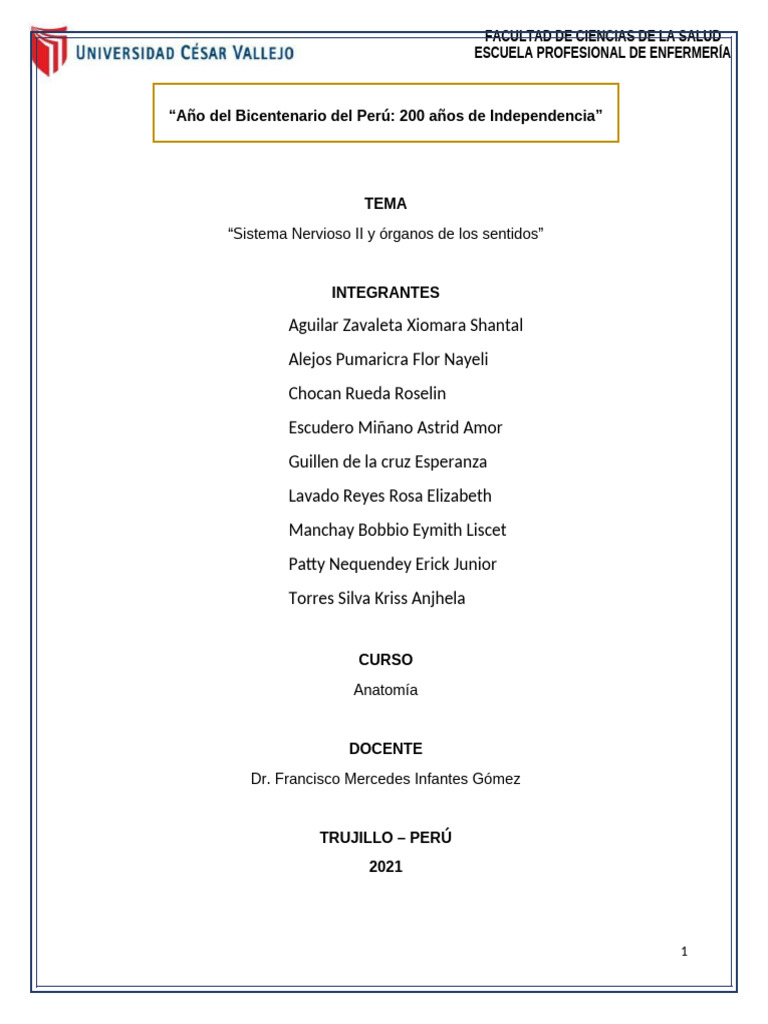 2. Guia de Anatomía Sesion 2 Sistema Nervioso II, Ojos, Oídos | PDF ...